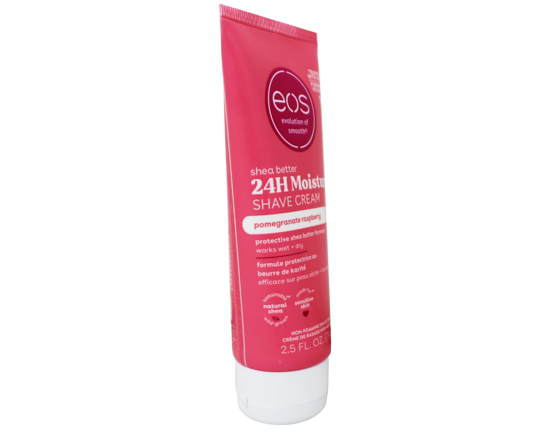 EOS Shea Better 24-Hour Moisture Non-Foaming Travel Size Shave Cream, Pomegranate Raspberry, Works Wet and Dry, Sensitive Skin, Natural Shea, 2.5 oz (Pack of 2)
