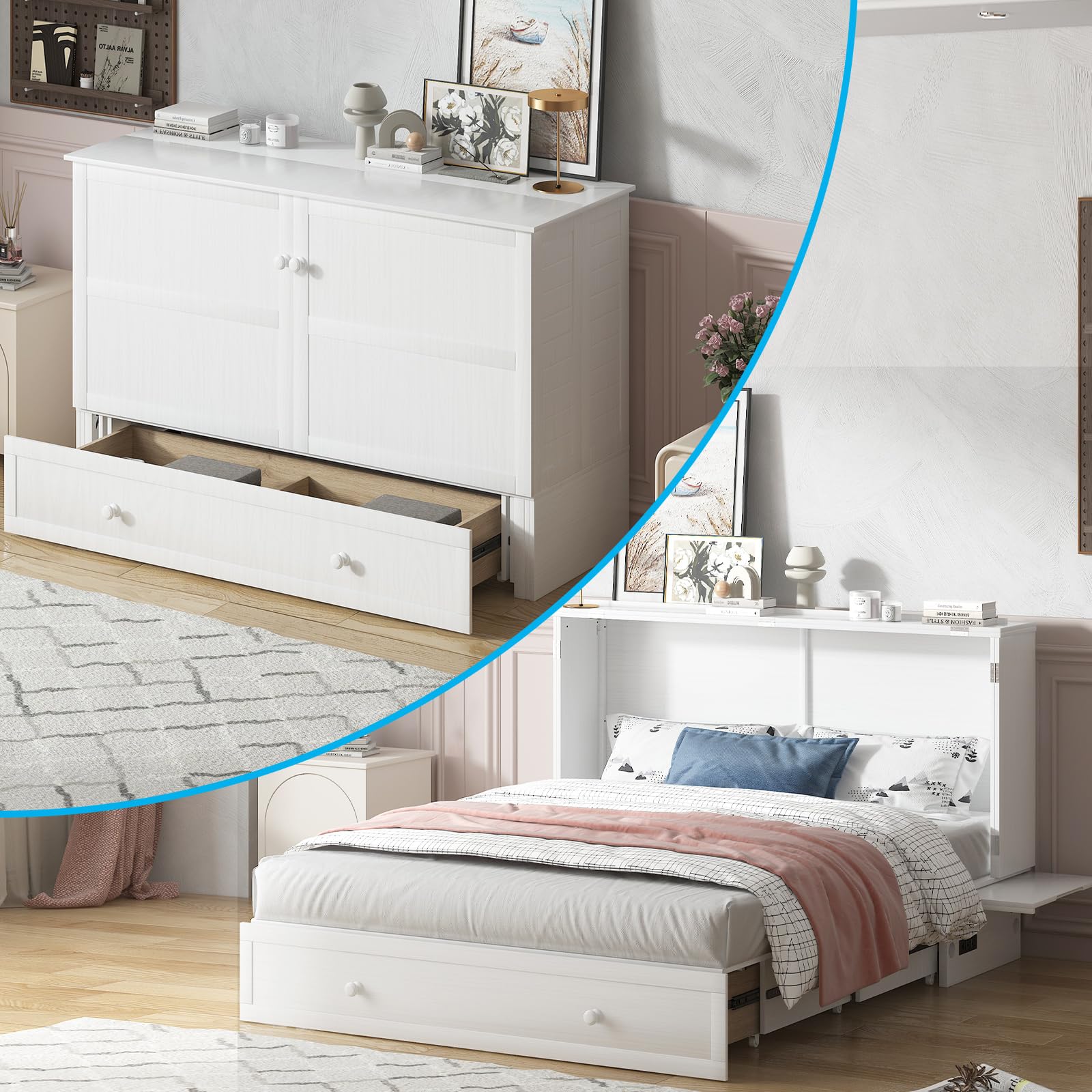 Mjkone Murphy Bed Chest (White)