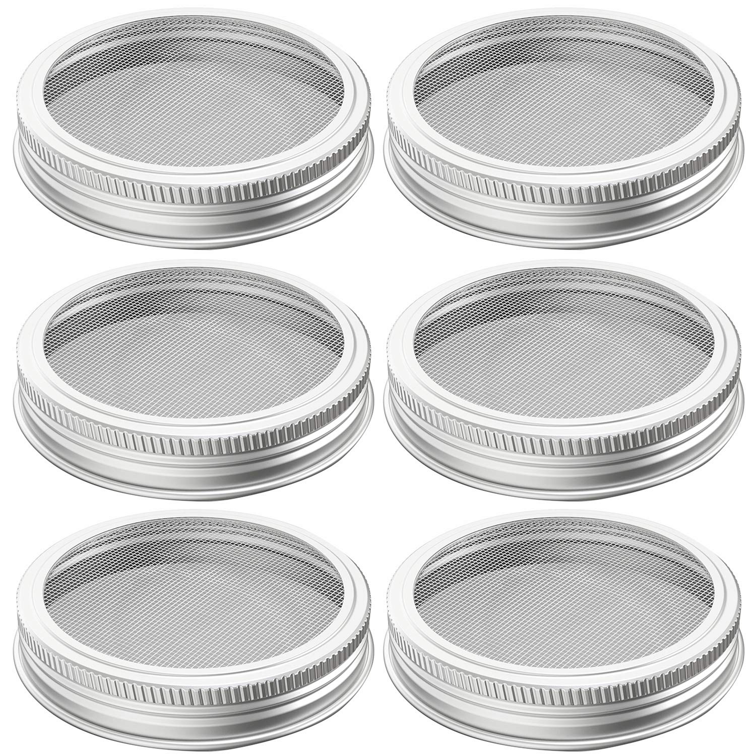 304 Stainless Steel Sprouting Lids for Wide Mouth Mason Jars and Making Organic Sprout Seeds 6 Pcs