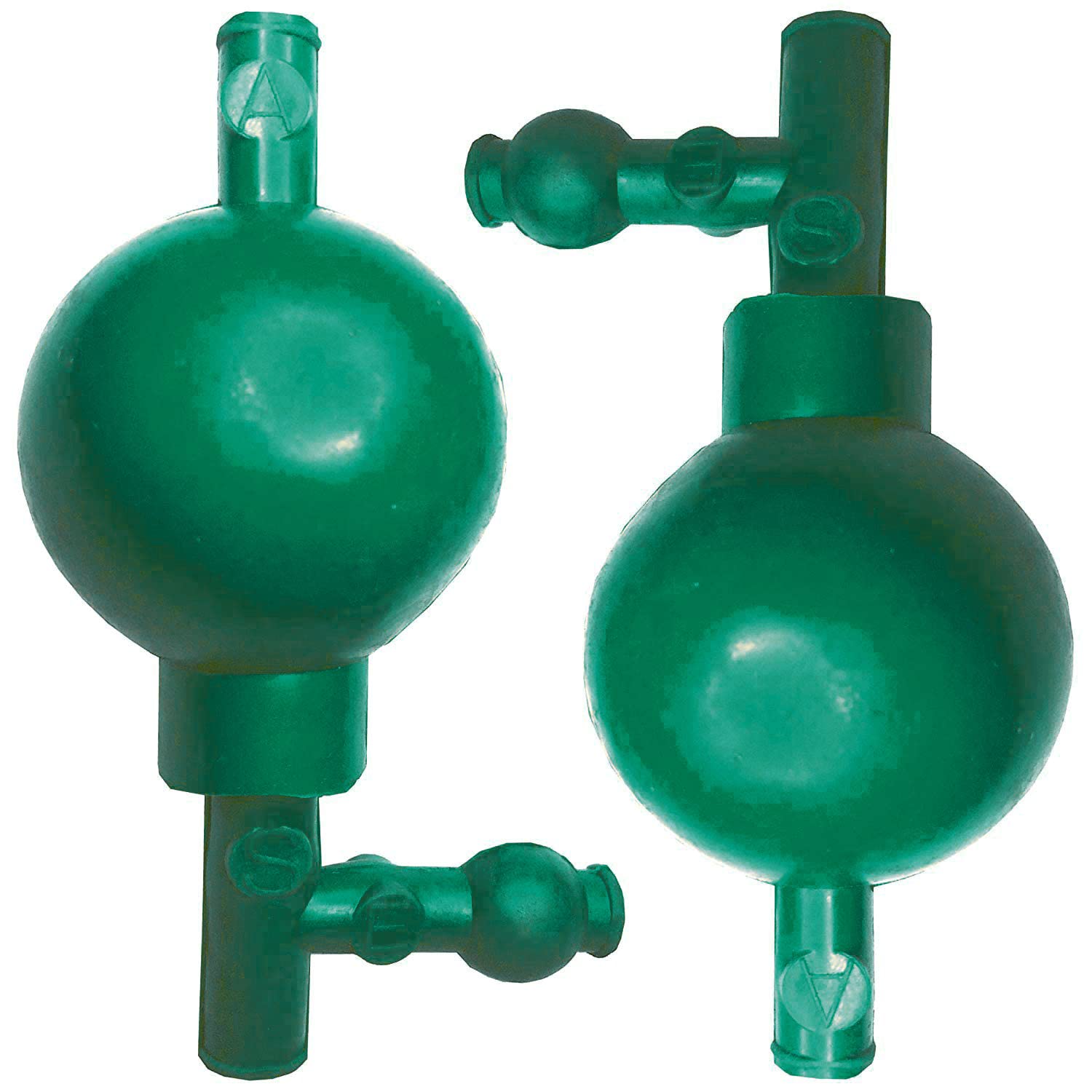 OESS 2pcs Lab Pipette Filler Bulb 3 Valves Rubber Pipets Green Color