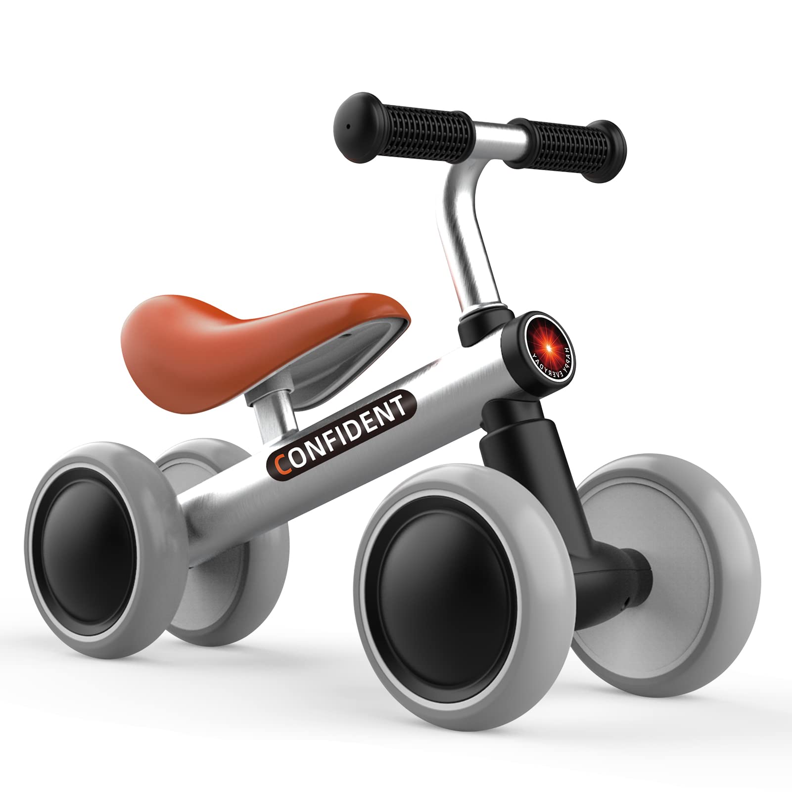 Baby Balance Bike for 1 Year Old Boys Girls Gifts, Baby Bicycle for 10-36 Months, Kids First Bike or Birthday Gift, Riding Toys for Toddlers 4 Silent Wheels No Pedal Bicycle with Steel Frame (Grey)