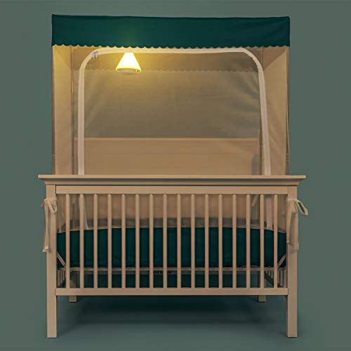 YeTrini Crib Safety Tent,See Through Mesh Crib Netting Mosquito Nets Sturdy Crib Cover to Keep Toddler from Climbing Out,to Keep Cats Out,to Keep Baby in-Gray
