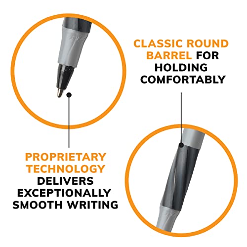 BIC Round Stic Grip Xtra Comfort Black Ballpoint Pens, Medium Point (1.2mm), 8-Count Pack, Perfect Writing Pens With Soft Grip for Superb Comfort and Control
