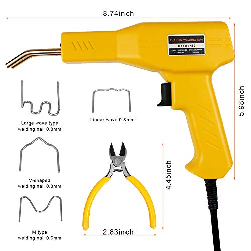 50W Hot Staplers Machine, Snnetwork Professional Car Bumper Crack Repair kit Welding Machine Set, Handy Plastics Welders Garage Tools, Hot Thermal Stapler Welder Gun Garage Repair Tools, Yellow