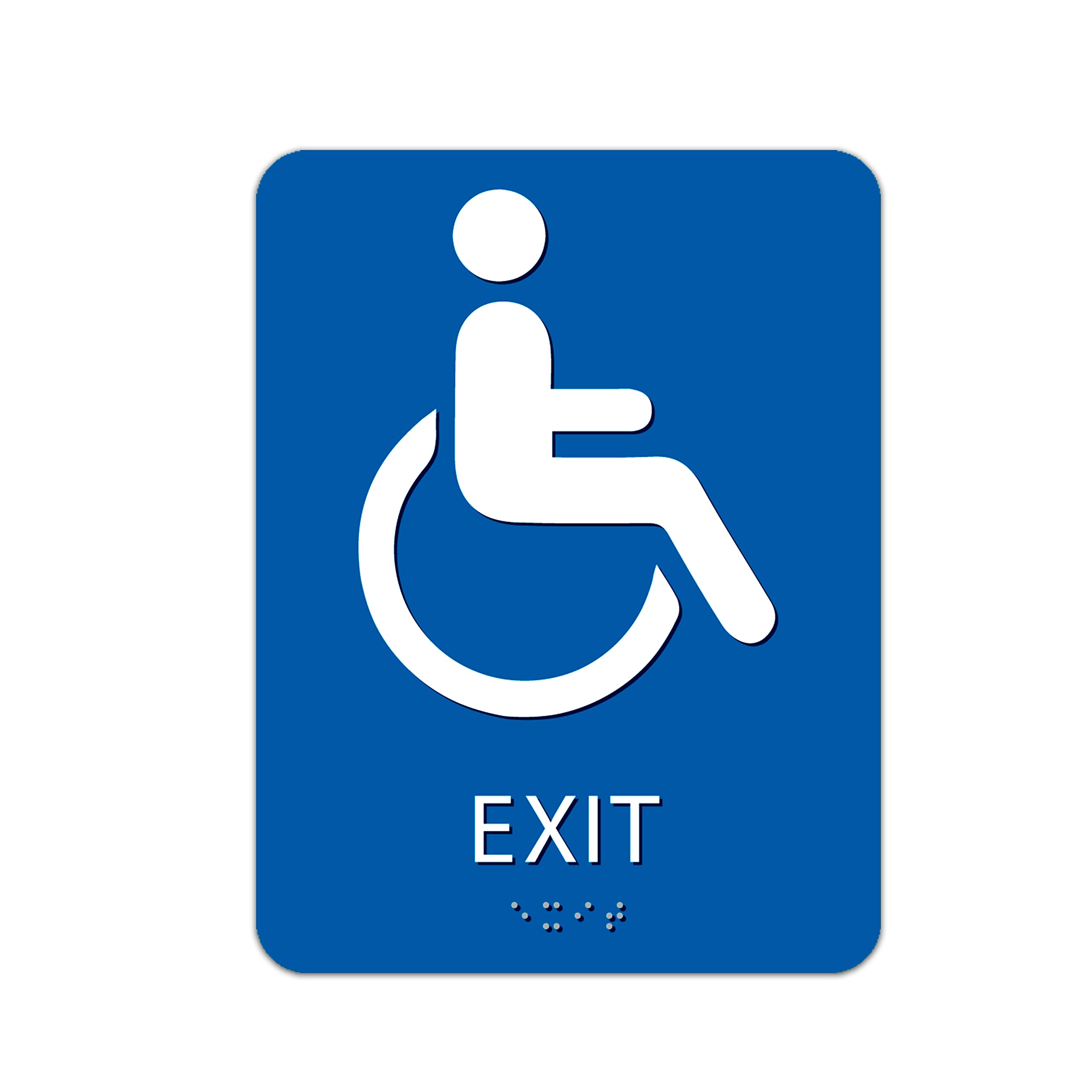 ALPHA DOG ADA SIGNS - Handicap Exit Sign with Braille for Your Business, 8x6 Inch, ADA Compliant, Indoor or Outdoor, Easy Installation, Made in the USA, Blue