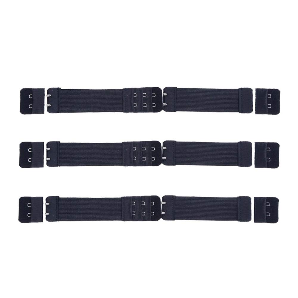 YANTAISIYU Adjustable Wig Elastic Bands with Hooks - 3 Set/Lot for Wig Making & Sewing - DIY Accessories (Black, 3.0 cm)