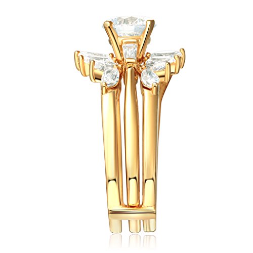14k Yellow Gold SOLID Wedding Engagement Ring and Wedding Band 2 Piece Set - Size 7