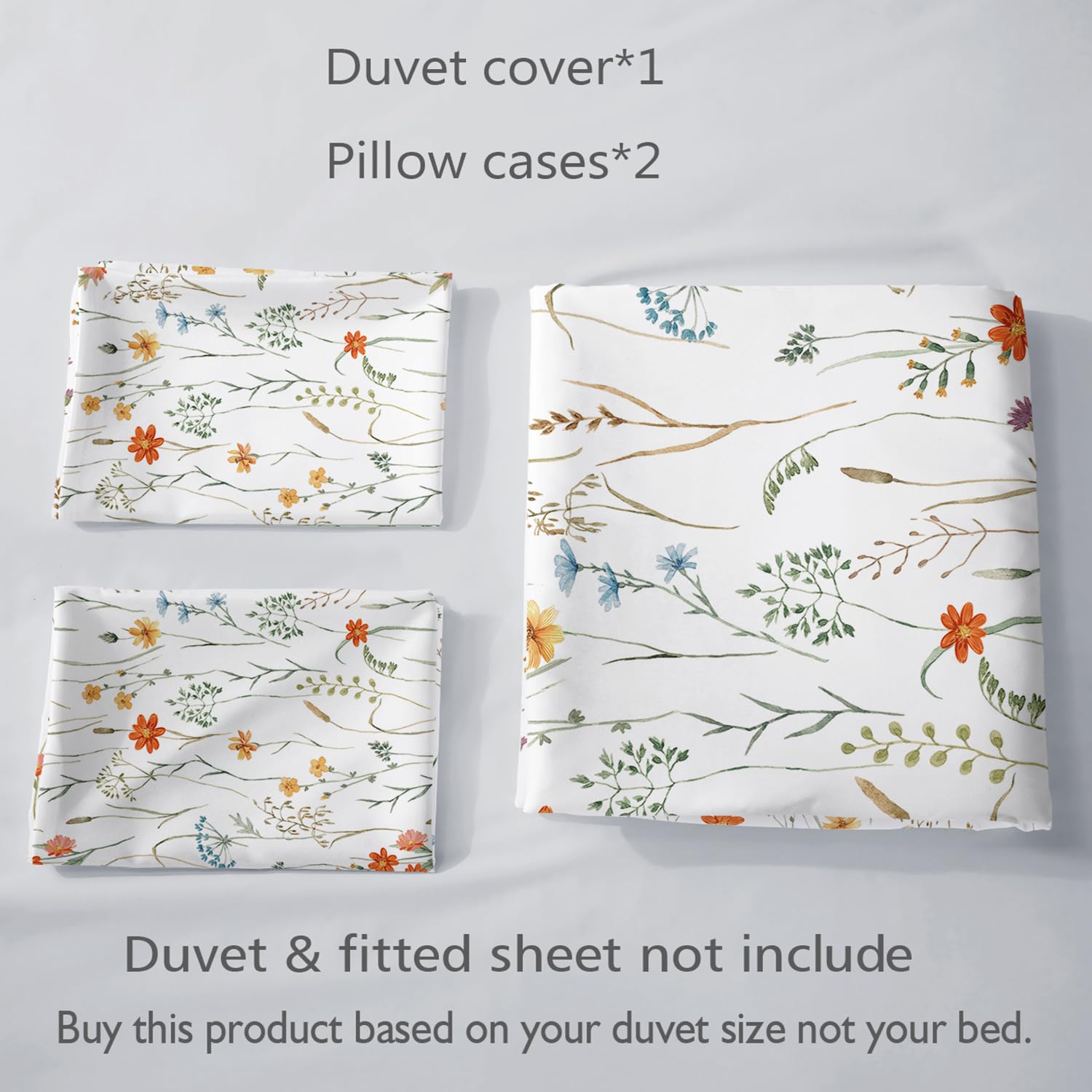 MULLEPP White Floral Duvet Cover Queen Size 3 Piece Farmhouse Yellow Botanical Flowers Leaf Pattern Microfiber Bedding Comforter Cover Set, Soft and Lightweight Quilt Cover for All Season