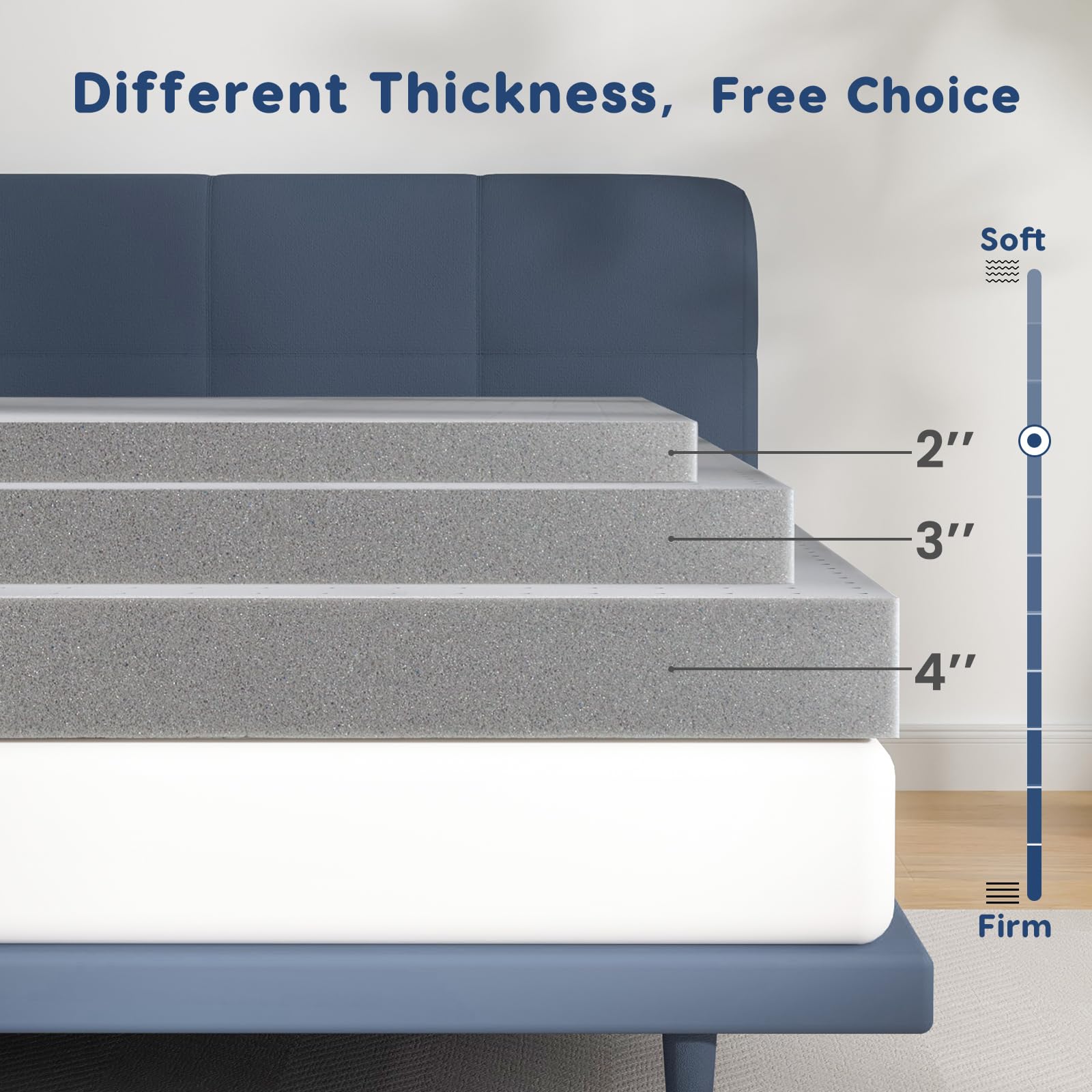 3 Inch Mattress Topper Queen,Gel Memory Foam Mattress Topper Bed Topper for Soft & Cooling Sleep and Pressure Relieve, for Side Sleeper, CertiPUR-US Certified,Bed Ventilated Design with Bed Topper