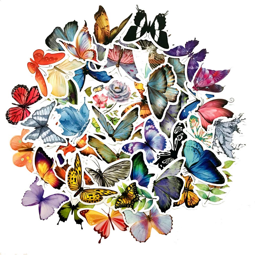 50 PCS Butterfly Sticker Pack, Wall Decals Stickers, Laptop Stickers, Water Bottle Stickers