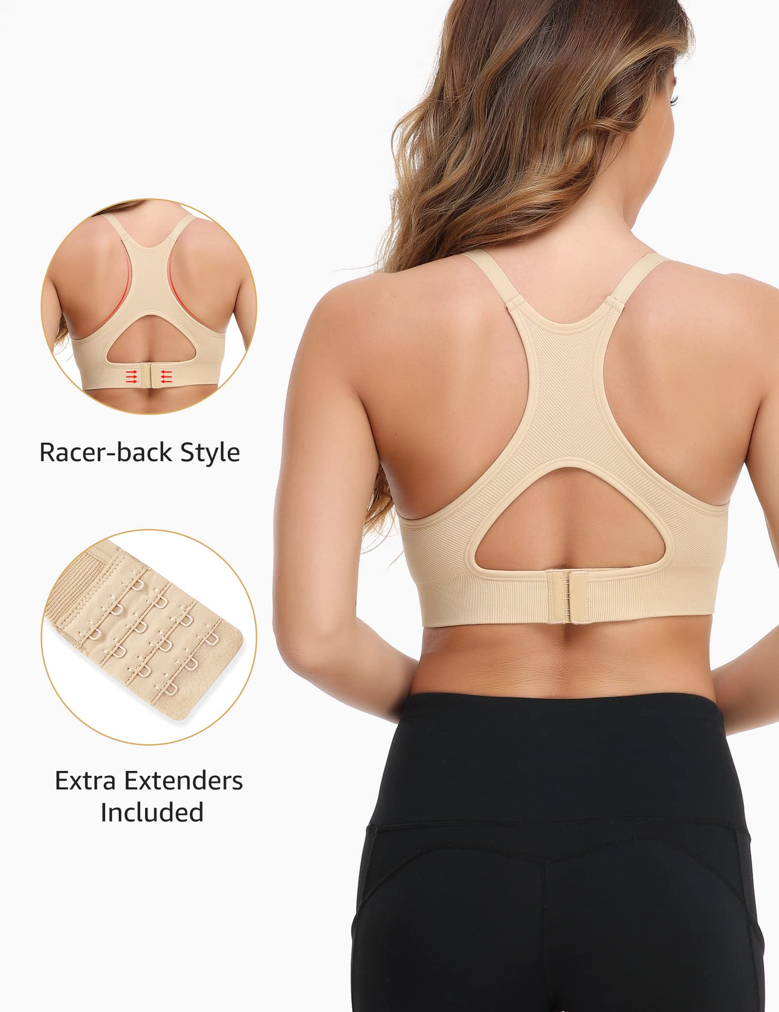 3AXE Hands Free Pumping Braor Women 2 Pack Supportive Comfortable All Day Wear Pumping and Nursing Bra in One Holding Breast Pump Black Beige Medium