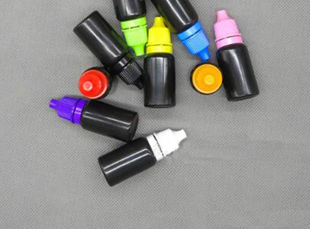 FZBNSRKO 50pcs 10 ml Black Plastic Empty Squeezable Dropper Bottles Eye Liquid Dropper Bottles with Muti-Color Caps