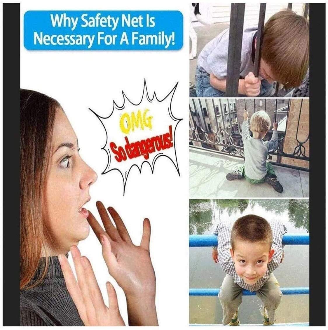 RZM Kids Safety Net Black, Climbing Frames Rope Net Children's Balcony Stair Railing Protective Net Pets Fence Anti-Falling Net Anti-Aging Child Safety Netting for Balcony (Size : 1 * 5m(3 * 16ft))