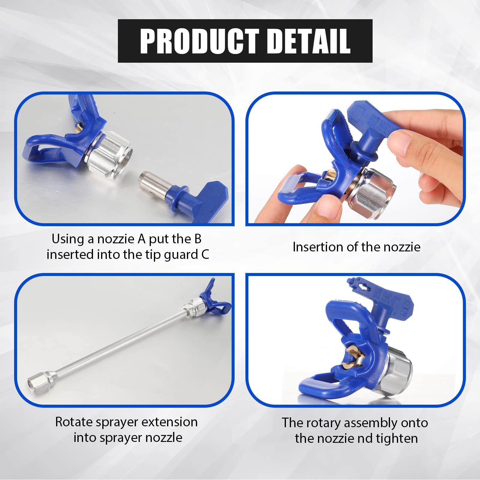 9 Pieces Paint Sprayer Airless Reversible Spray Tip Nozzles Paint Spray Tips Airless Sprayer Nozzles and Airless Sprayer Gun Tip Extension with Red Guard Pole Rod and Paint Sprayer Tips