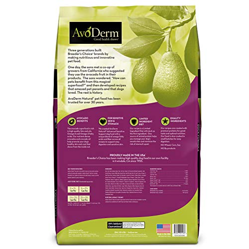 AvoDerm Advanced Sensitive Support Grain-Free Duck Formula Dog Food, Sensitive Stomach, 22lb