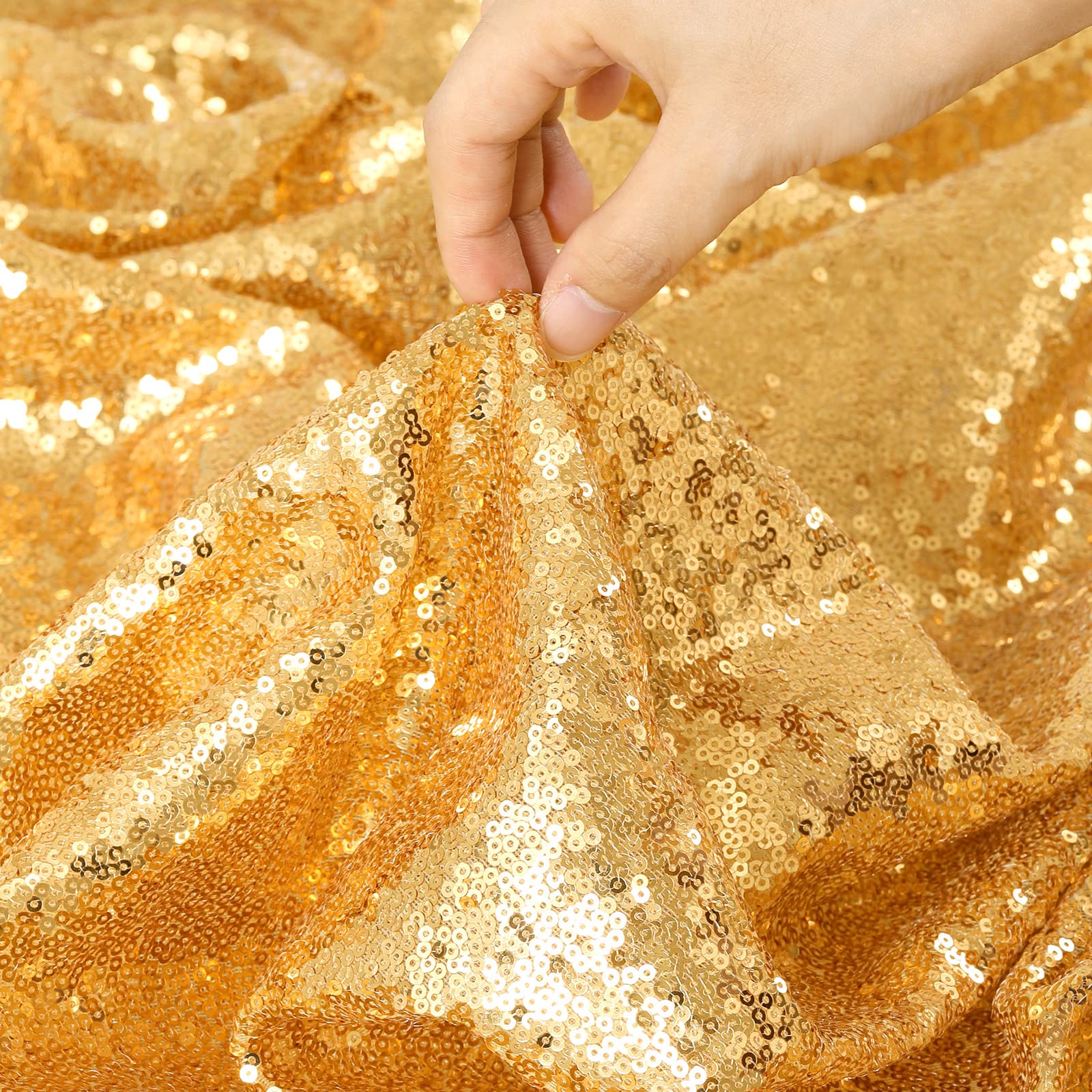 3 Pack Gold Sequin Table Runners Sparkle Rectangle Table Covers 12 x 108 inch for Wedding Engagement Birthday Party Holiday Table Decorations