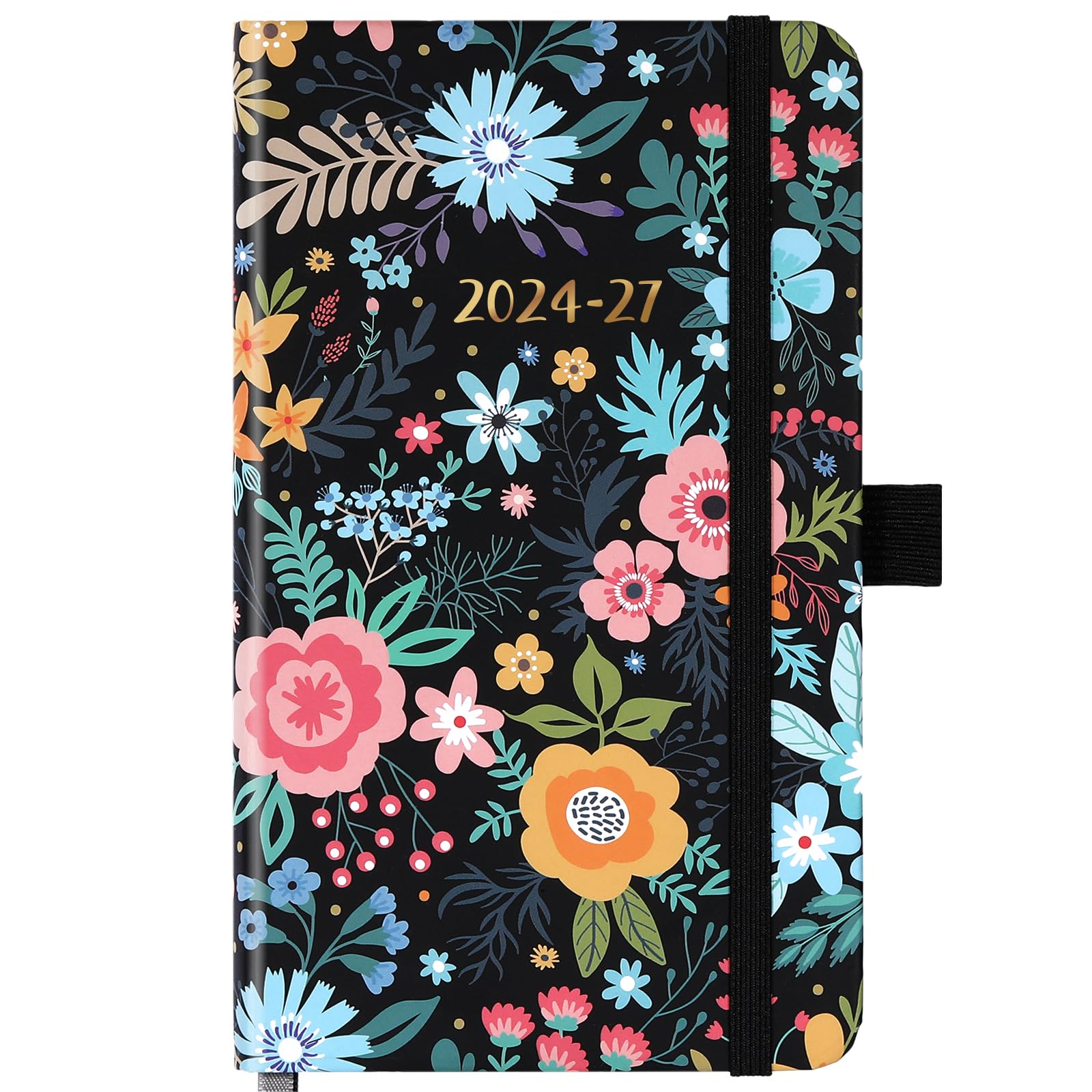 2024-2026 Pocket Calendar - Monthly Pocket Planner with Pen Hold, January 2024 - December 2026, 6.6" x 3.7", Inner Pocket and 63 Notes Pages - Mint Flower