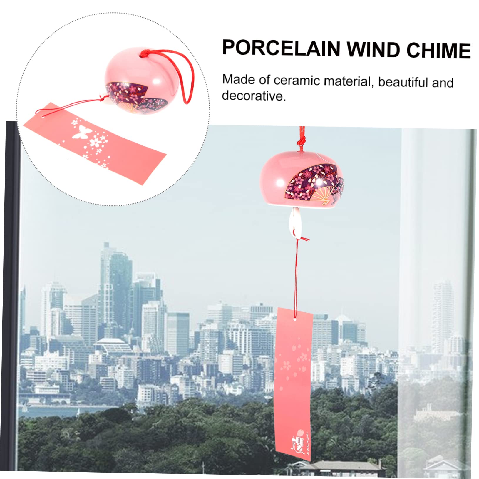 3pcs Japanese Ceramic Wind Chimes Wedding Hanging Decor Wind Bells Window Wind Chimes Garden Pendants Wind Bell Decor Simple Wind Chimes Balcony Pendant Wind Chime for Garden