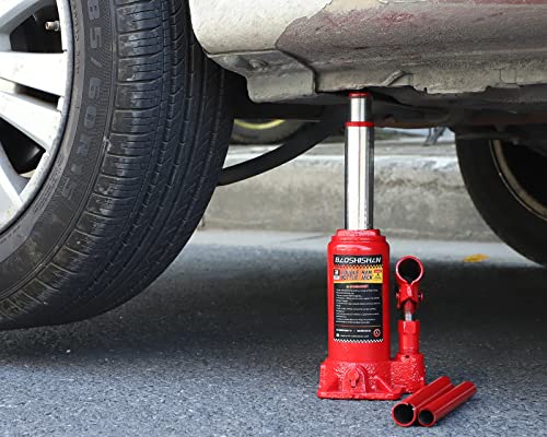 BAOSHISHAN 3 Ton Double Ram Bottle Jack 6-1/2" to 16-1/2" Lifting Range Portable Hydraulic Jack with Carrying Case