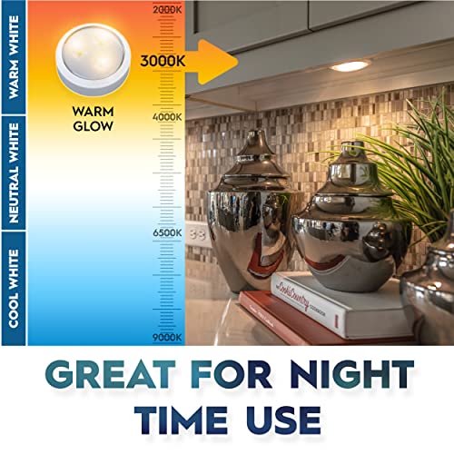 Brilliant Evolution Stick On Lights with Remote - Lights for Under Cabinets in Kitchen - Under Cabinet Lighting - Wireless Tap On LED Puck Lights - Under Counter Lights - Battery-Powered Lights (3pk)