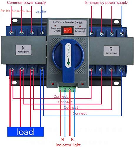 63A 4P Dual Power Automatic Transfer Switch Mini Dual Power Generator Changeover Switch Circuit Breaker Self Cast Conversion CB Level 50HZ/60HZ (4P 63A)