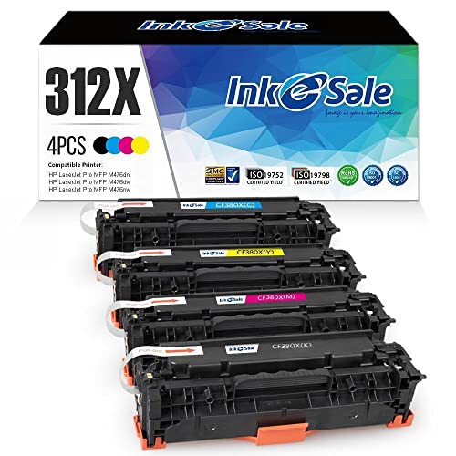 INK E-SALE Remanufactured Toner Cartridge Replacement for HP 312A 312X (4-Pack) CF380X CF381A CF382A CF383A use for Laserjet Pro MFP M476dn M476dw M476nw Printer
