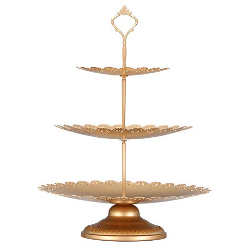 XINLIYA Set of 6 Pieces Metal Cake Stands Round Cake Stands Square Candy Fruite Display Plate Cupcake Serving Tower Wedding Brithday Party Celebration Home Decoration,Antique Gold