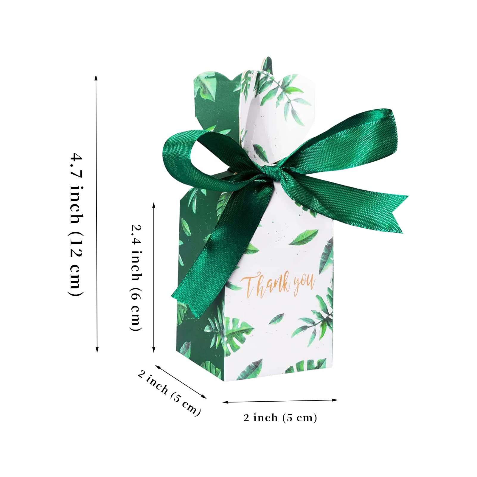 Bakbania 50 Pieces Candy Boxes Wedding Favor Boxes Green Candy Gift Boxes with Ribbons for Wedding,Bridal,Shower,Birthday Party Decoration