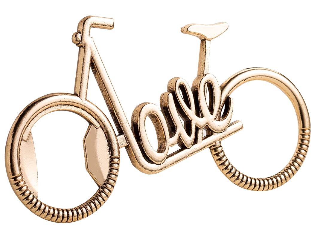 24 PCS Love Design Golden Bicycle Shape Bottle Openers for Wedding Favors Bridal Shower Gifts ,Decorations and Souvenirs for Guests (24, golden love bicycle)