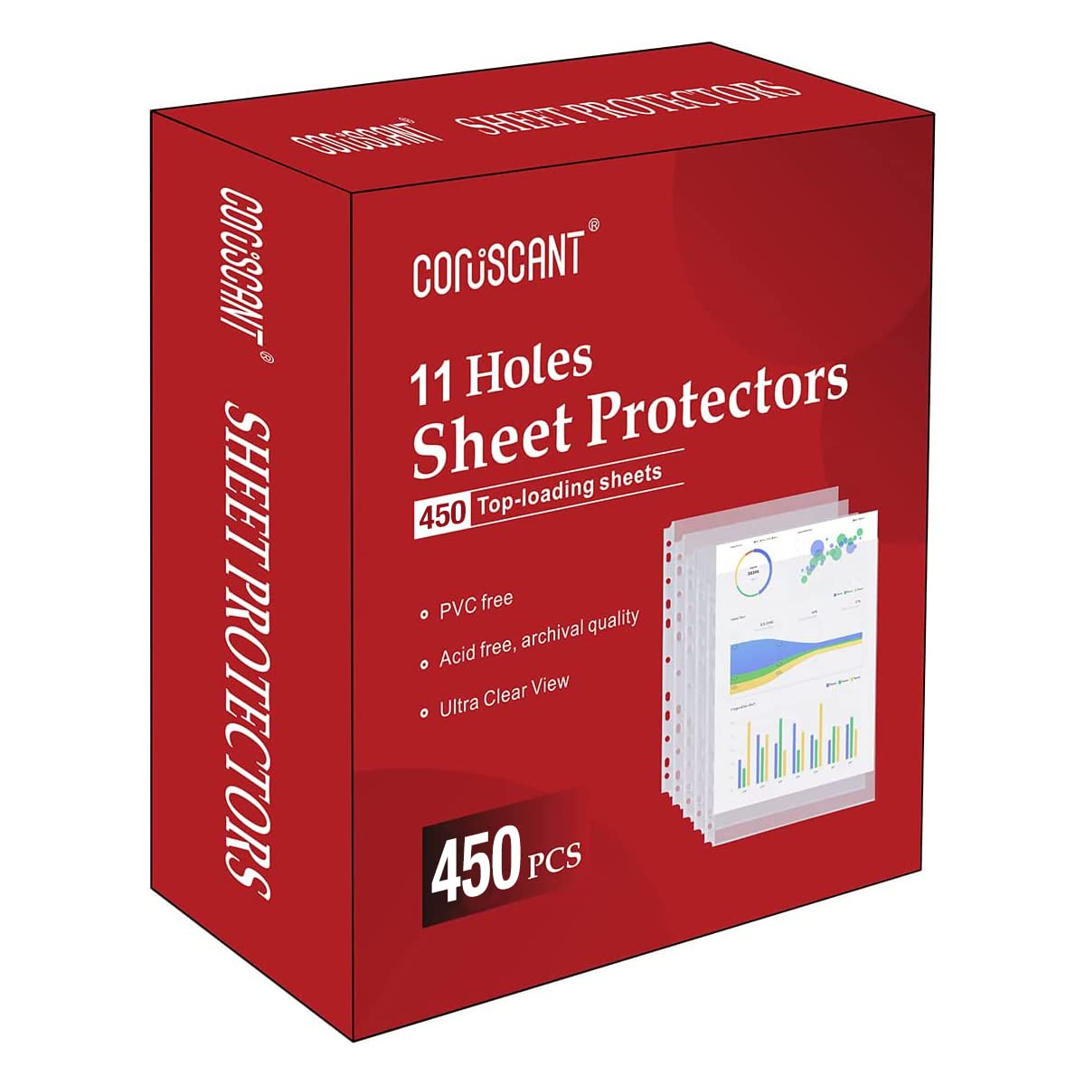 450 Sheet Protectors,Page Protectors for 3 Ring Binder,11 Hole, Holds 8.5 x 11 inch Sheets, 9.25 X 11.25 Top Loaded,Plastic Sleeves for Binders, Holds Multiple Sheets … …