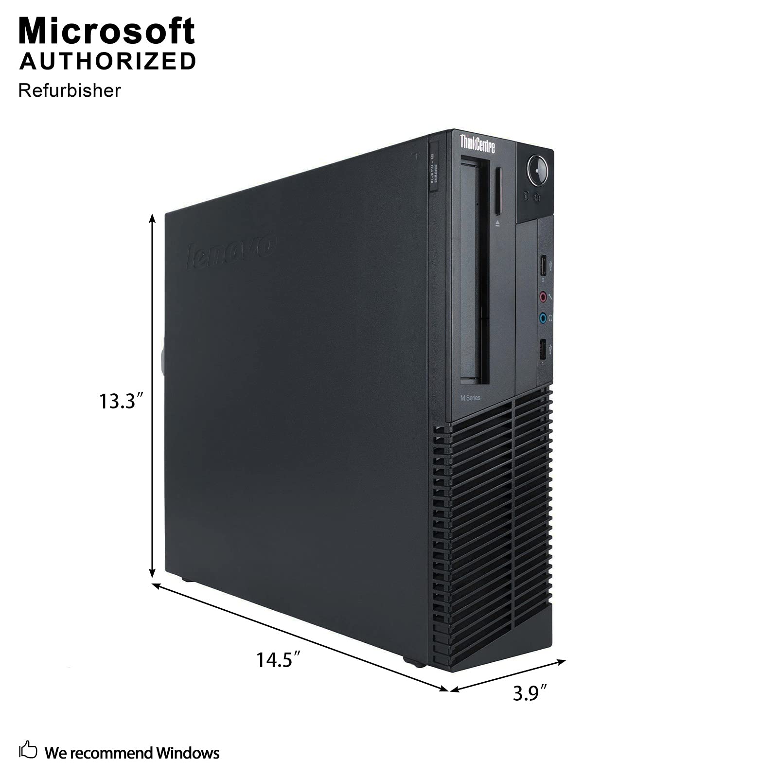 Lenovo ThinkCentre M91 Desktop PC Computer - Intel Quad Core i5 3.10GHz, 8GB RAM, 1TB HDD, Bluetooth, WiFi, Keyboard, Mouse, DVD, Windows 10 Professional (Renewed)