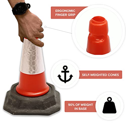 Street Solutions 6 Pack Traffic Safety Cones 18'' inches with Reflective Collars, Unbreakable PVC Orange Construction Cone for Traffic Control, Driveway Road Parking (Orange)