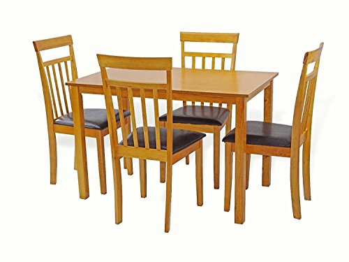 Dining Kitchen Set of 5 Rectangular Dining Table and 4 Side Warm Chairs Wood, Maple