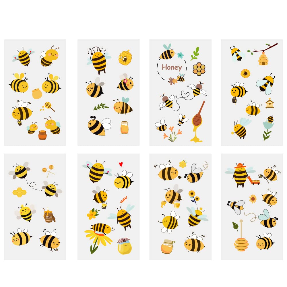 24 Sheets Bumble Bee Temporary Tattoos, Birthday Decorations Bee Party Favors