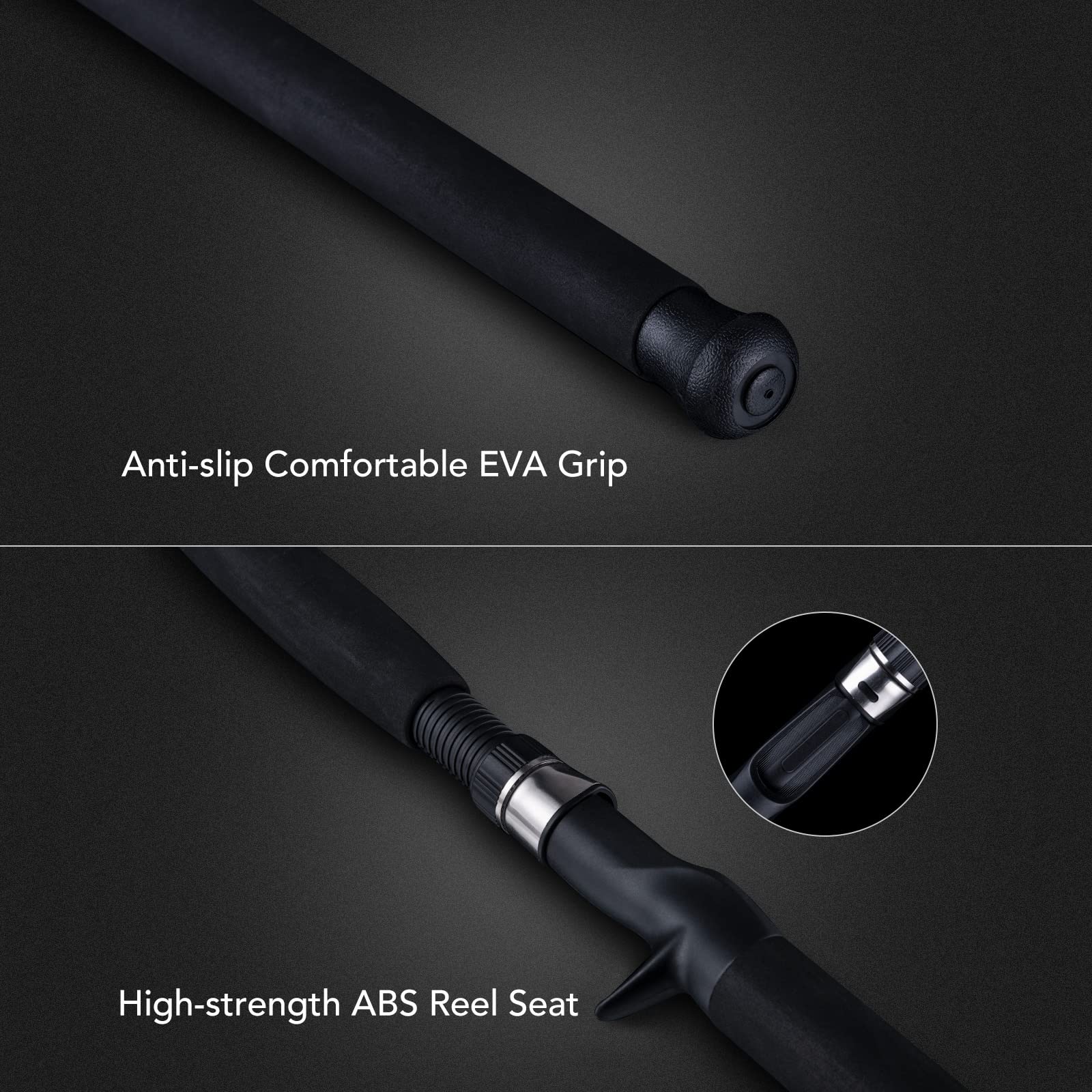 2PCS Catfish Casting Rod Green Portable Travel Boat Fishing Rod Medium Catfishing Rod for River Lake Freshwater - 7'6"