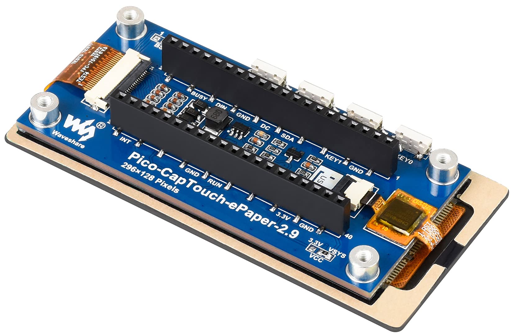 waveshare 2.9inch Capacitive Touch e-Paper Module for Raspberry Pi Pico, 296×128 Pixels, Black/White Two-Color, SPI / I2C Interface, Support Partial Refresh