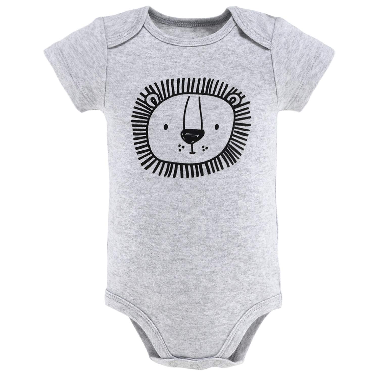 The Peanutshell Short Sleeve Baby Bodysuits Set for Boys or Girls - Safari Animals - 5 Pack Set (3M)