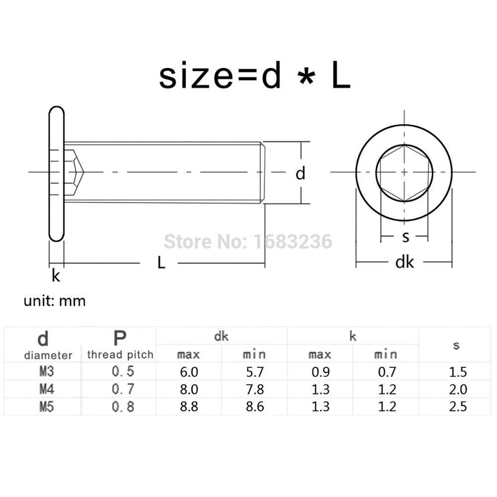 Ochoos 10/50pcs M3 M4 M5 A2-70 SUS 304 Stainless Steel Hex Hexagon Socket Ultra Thin Super Low Short Flat Wafer Head Allen Screw Bolt - (Thread Diameter: M3 50pcs, Length: 5mm)