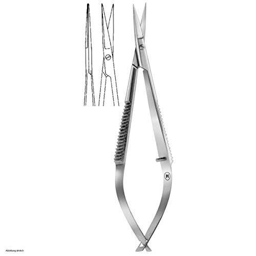 Professional Eye Brow -Micro Scissors 4.5" Straight Castroviejo stitch cutting embroidery spring action extra sharp for ENT-EYE-SKIN-DENTAL -61050 By Macs (Eye Brow Scissors Straight)