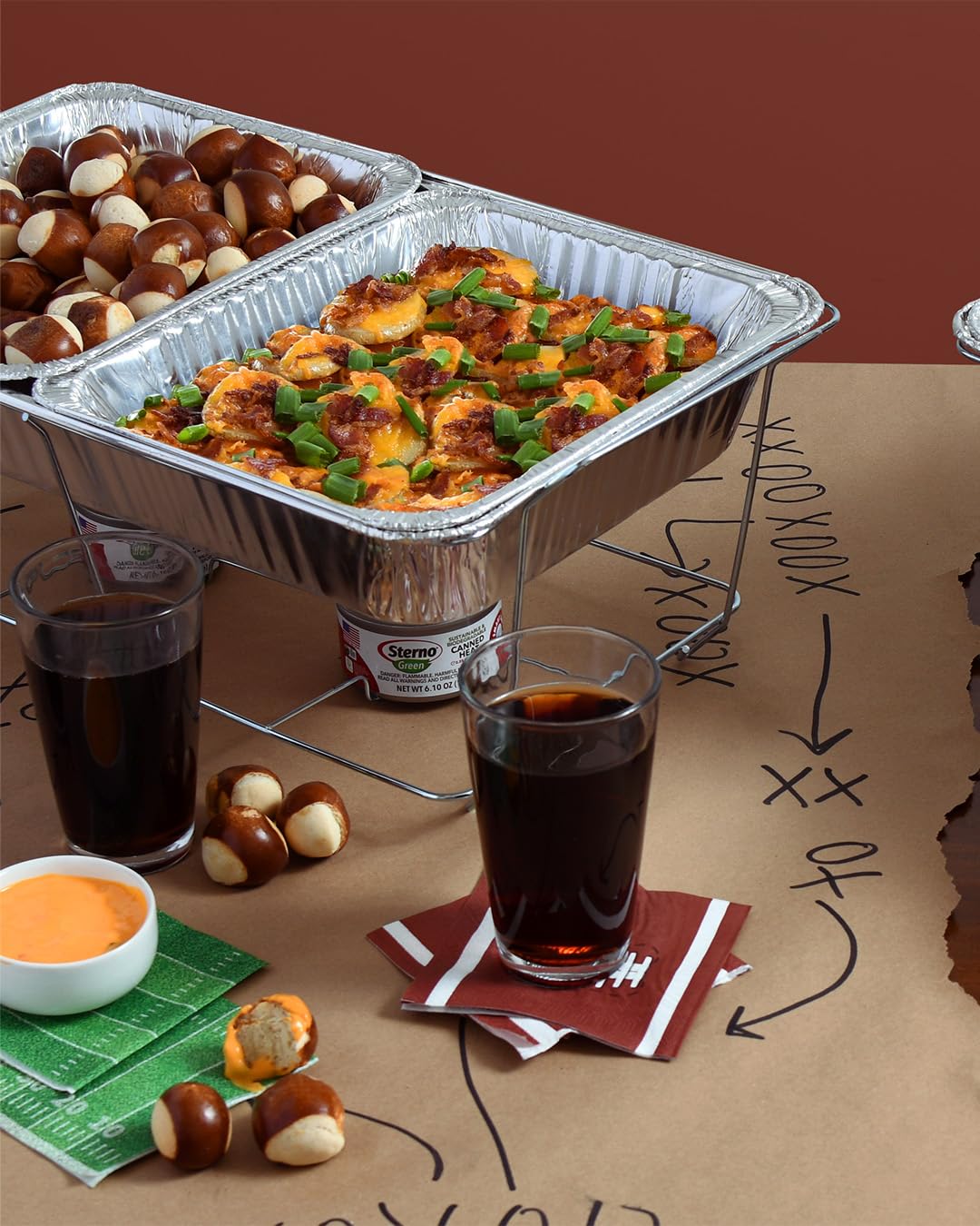 Sterno Buffet Kit Disposable Chafing Dish Buffet Set - Chafing Dishes for Buffet with Green Canned Heat - Catering Food Warmers & Food Warming Trays for Buffet Party - 18-Piece Chafing Dish Set