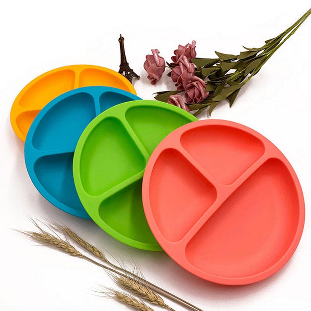 Silikong Divided Silicone Plates for Toddlers | BPA Free | Dishwasher, Microwave and Oven Safe | Kids Plates with Dividers (Girls)