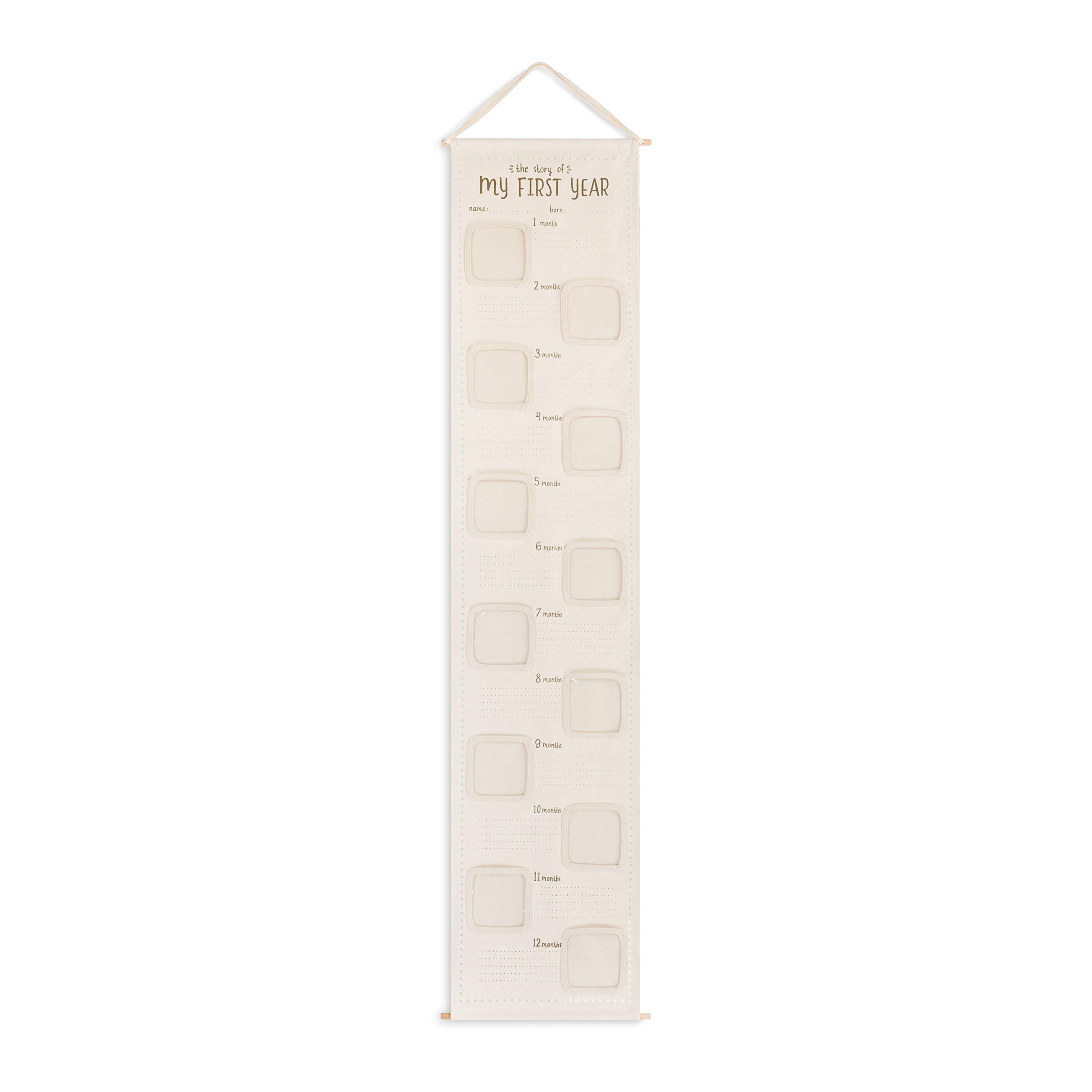 DEMDACO Keepsake Memory Chart Classic White 51 x 13 Canvas and Birch Photo Frame