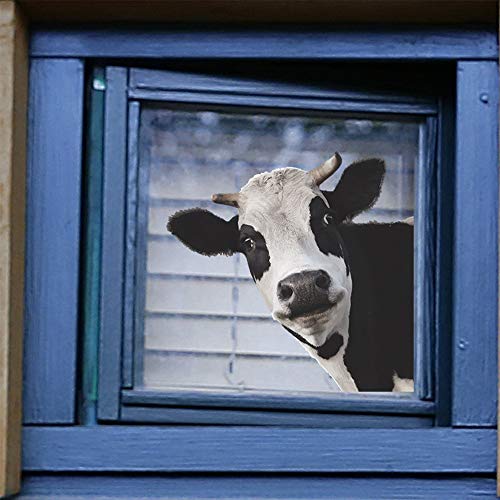 Cow Window Cling,Cow Lover Gift Window Decal,Cute Animal Wall Decor, Weird Stuff Wall Decor for Farmhouse Classroom Office Kids' Room