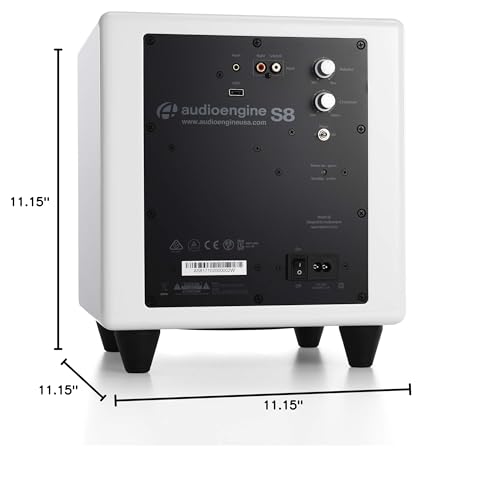 Audioengine S8 Powered Subwoofer Speaker - 250W 8-inch Home Woofer with Built-in Amplifier and Dual Audio Inputs for Home Audio
