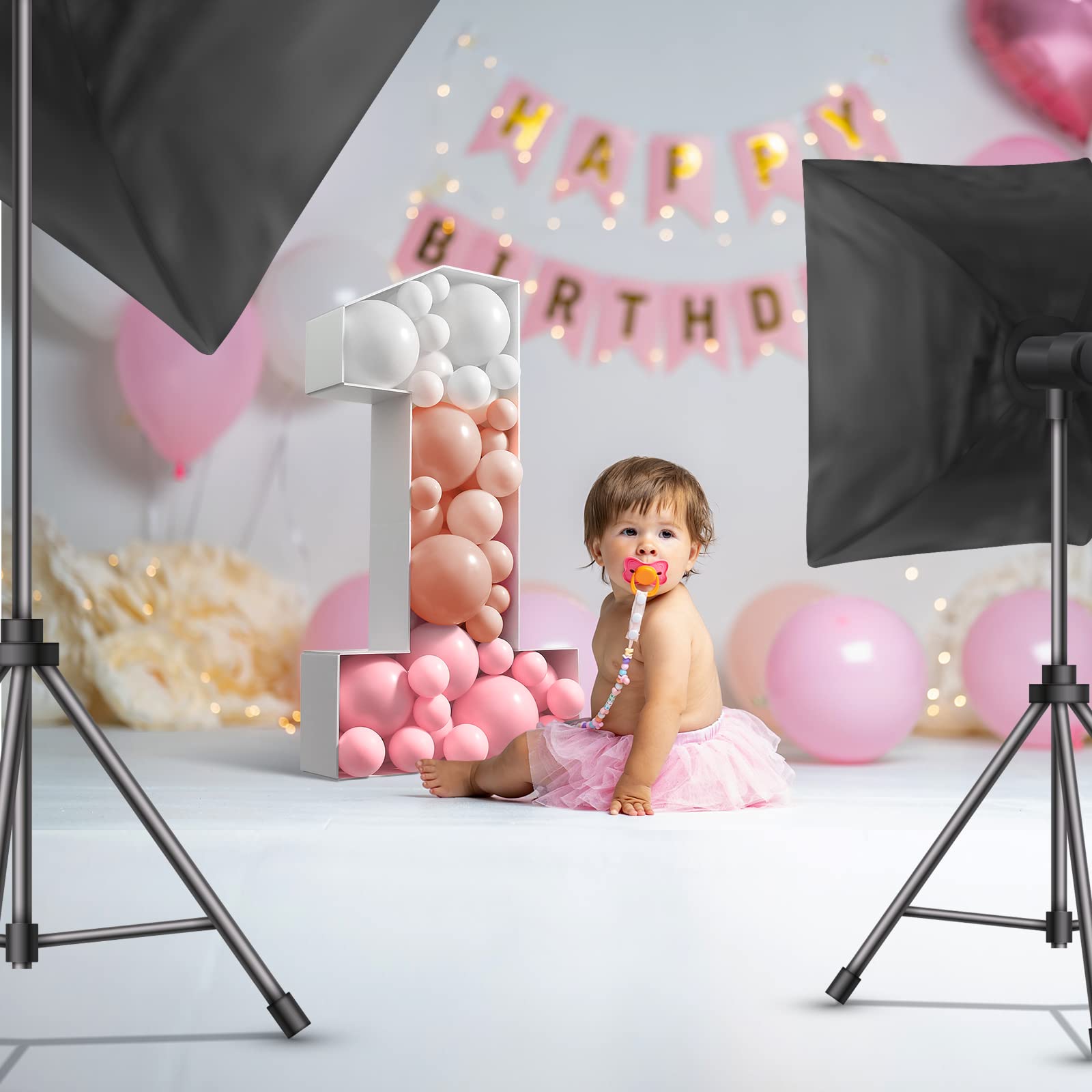 3ft Mosaic Numbers for Balloons Frame Light Up Large Cardboard Numbers Marquee Numbers Pre-Cut Kit Number 1 Balloon Frame Cut-out Extra Large Foam Board First Birthday Backdrop 1st Birthday Party