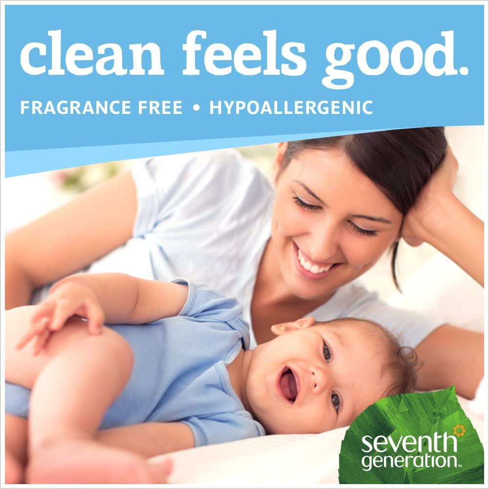 Seventh Generation Free & Clear Baby Wipes with easy open top, 64 count packs (pack of 12) (768 wipes)