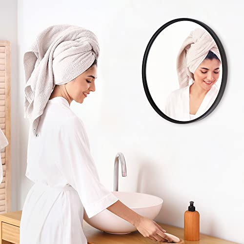ZenStyle Black Circle Wall Mirror 18 Inch Round Wall Mirror with Metal Frame for Entryways, Bathrooms, Living Rooms, Wall Decor, Farmhouse, Makeup Vanity (Black, 18" x 18")