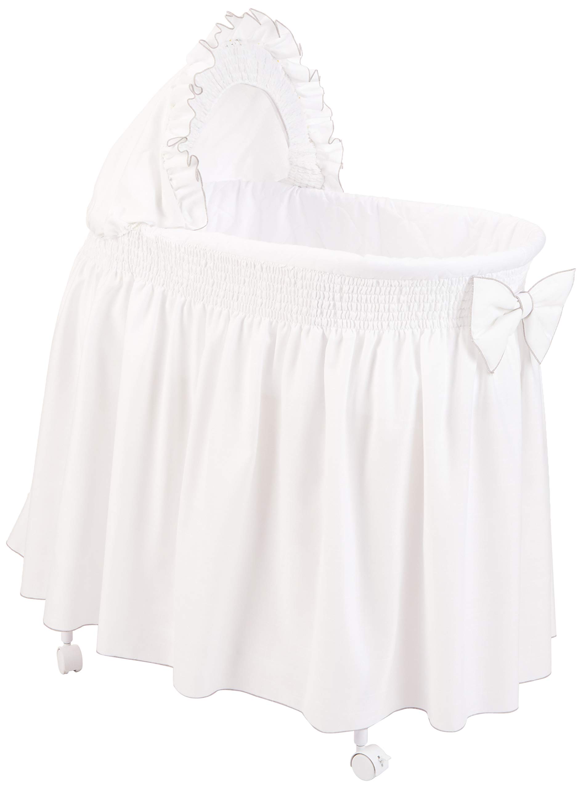 Baby Doll Bedding Drake Linen Look Bassinet Skirt/Hood Cover, Grey
