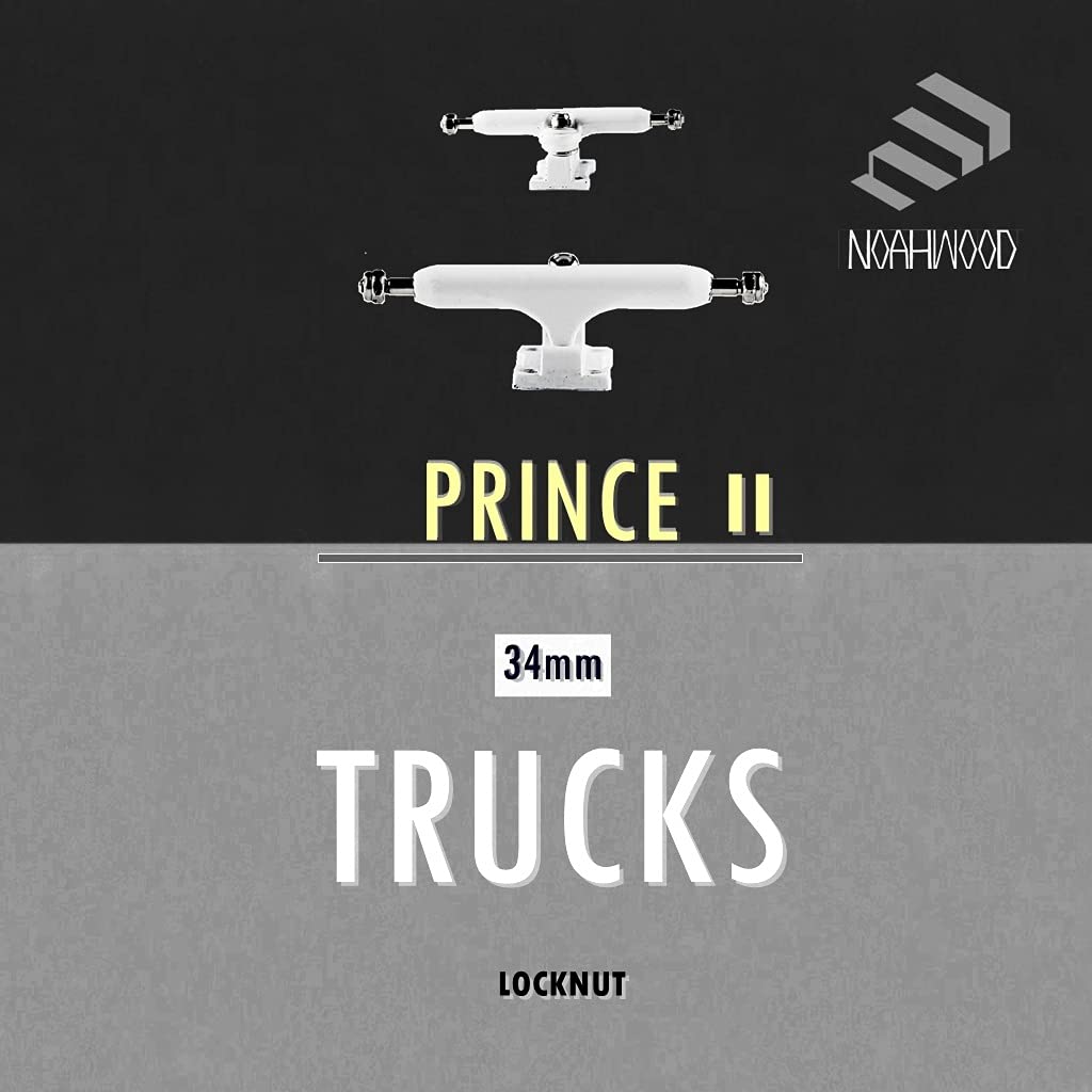 NOAHWOOD Fingerboards Parts Professional Prince II Trucks (34mm) + Update Self-locking Nuts (White)