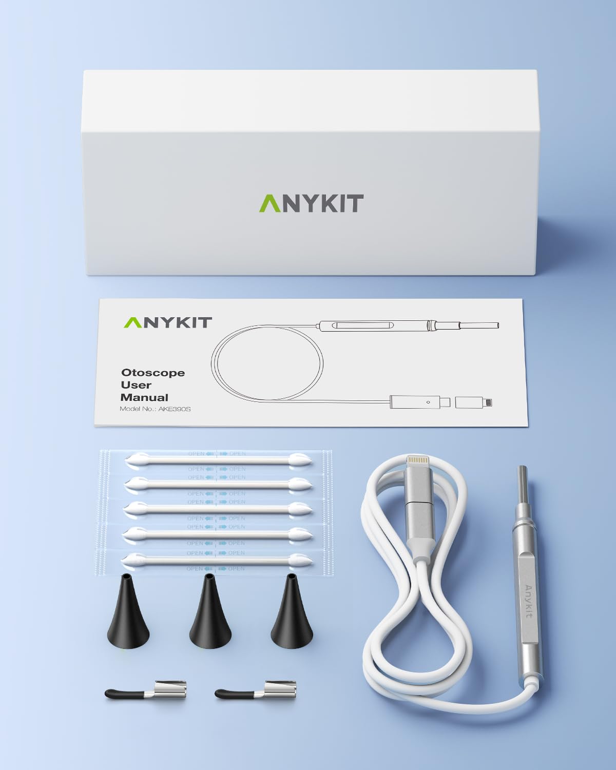 Anykit Ear Wax Removal Tool, Ultra Clear View Ear Scope with LED Lights for Ear Cleaning, Ear Cleaner Camera Otoscope with Ear Spoon & Specula for Phone & Tablet